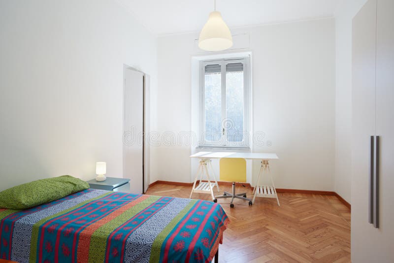Single Bedroom, Simple Interior Design Stock Photo - Image of bedroom ...