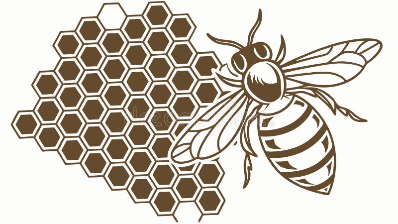 Single Bee on Honeycomb Cell, Vector Design Generative AI Stock Vector ...