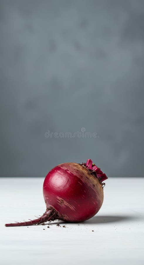 Single Beetroot on White Table Against Gray Background Stock ...