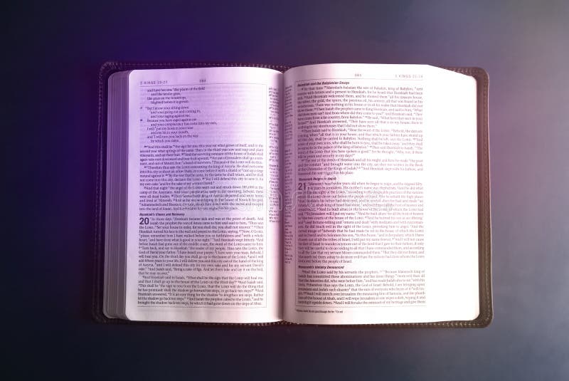 Single Bible Open on an a Blue Background Stock Photo - Image of single ...