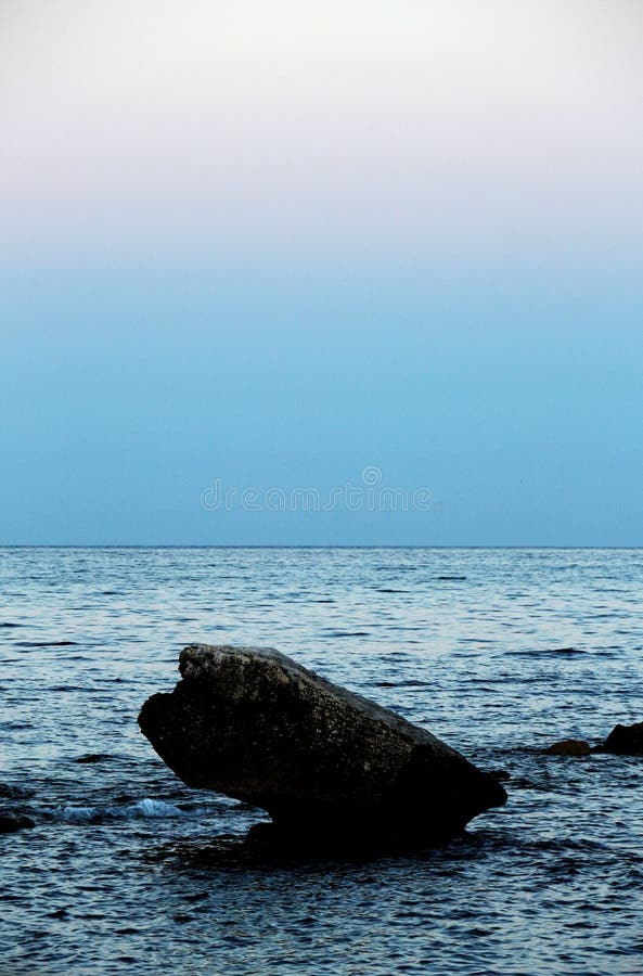 Single Big Rock Over The Sea, Unique Stock Photo - Image of contrast ...