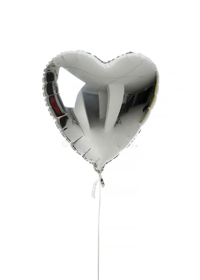 Single Big Silver Heart Balloon Object for Birthday Party Stock Image ...