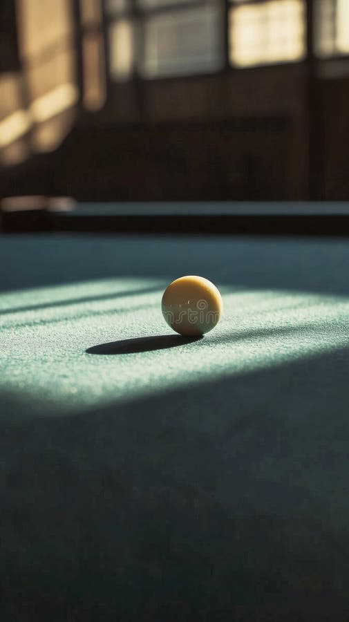 Single Billiard Ball on Pool Table with Dramatic Lighting, Focused and ...