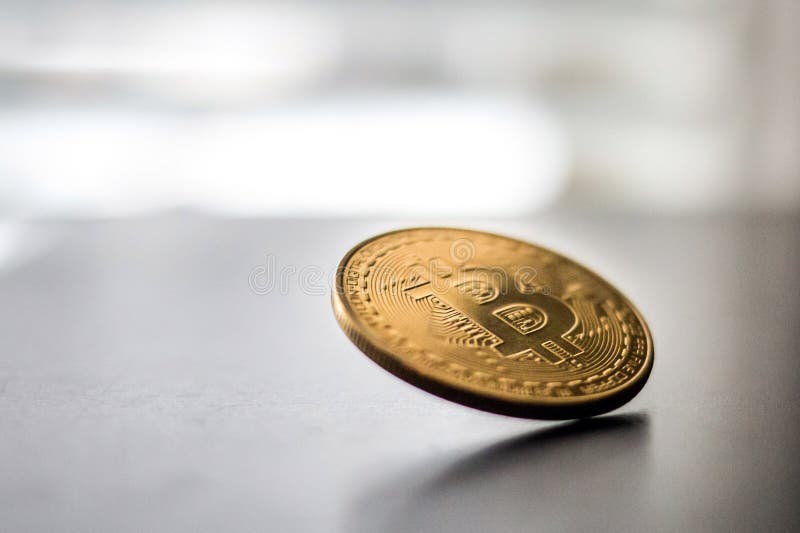 Single Bitcoin Front Coin Falling Down Stock Photo - Image of exchange ...