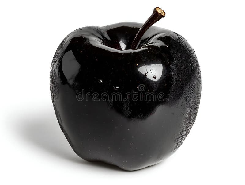 Single Black Apple: Glossy Surface, Subtle Shadow, Light Background ...