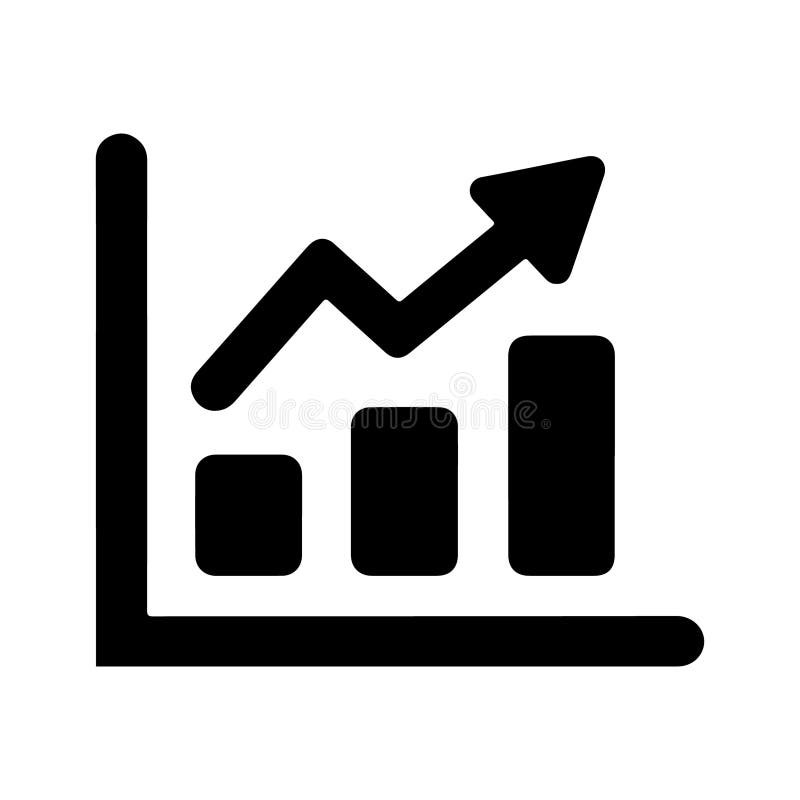 Single Black Arrow Growing Pointing Up on Chart Graph Bars Icon ...