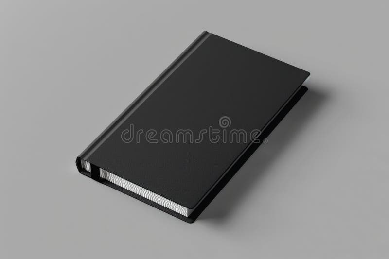 A Single Black Book Sitting on a Gray Surface Stock Illustration ...