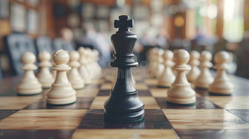 A Single Black Chess Piece Standing Out among a Group of White Pieces ...