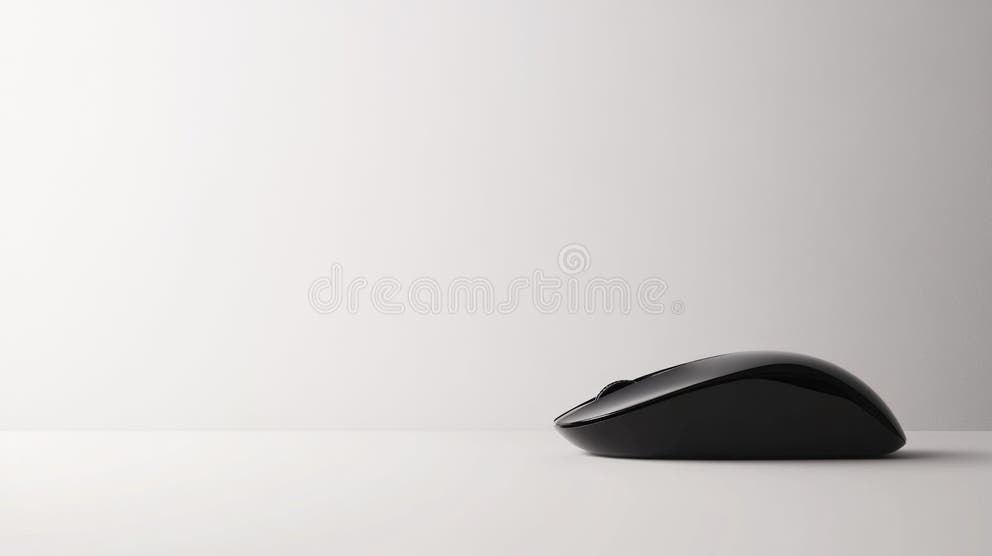 A Single Black Computer Mouse Sitting on a White Surface, Ready for Use ...