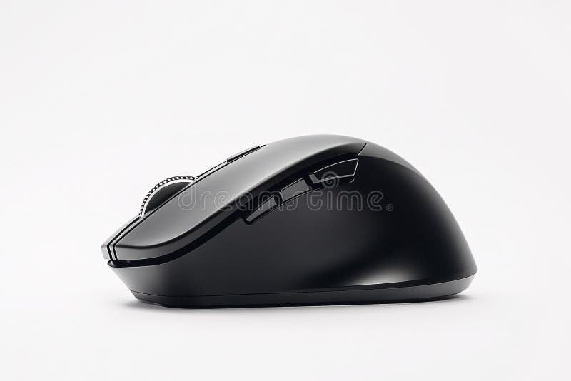 Single Black Computer Mouse on White Background Stock Illustration ...