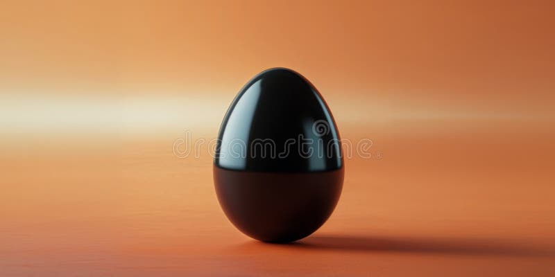 A Single Black Egg Standing Alone on a Fiery Orange Background Stock ...