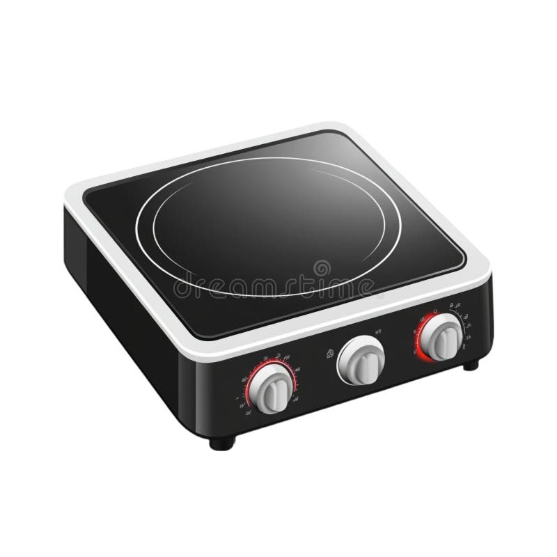 Single Black Electric Cooktop with Two Controls and a Circular Heating ...