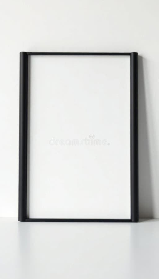 Single Black Frame Against Pure White Backdrop, Simple Setting ...