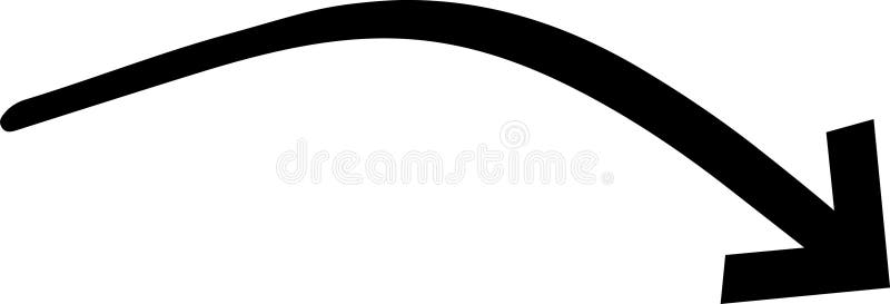 Single Black Hand Drawn Arrow Curving Downwards, Effectively ...