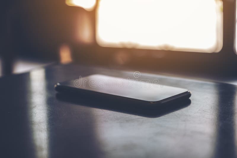 A Mobile Phone on the Table Stock Image - Image of indoor, mobile ...