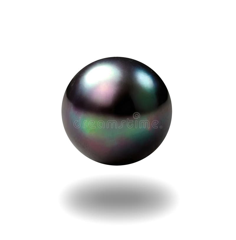 Single Black Oyster Pearl Isolated on White Background with Drop Shadow ...