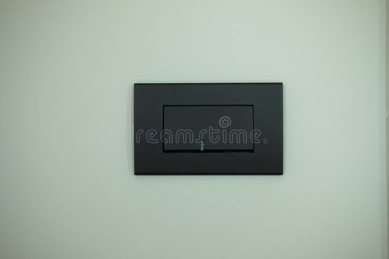 A Single Black Plastic Light Switch Stock Image - Image of simplicity ...