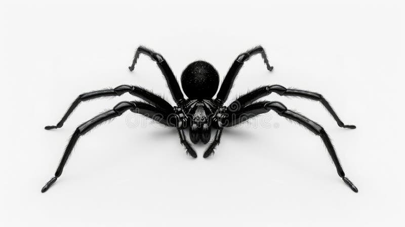 A Single Black Spider Sits on a Smooth White Surface, Highlighting Its ...