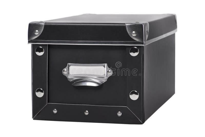 Single Black Storage Box Isolated on White Stock Image - Image of ...