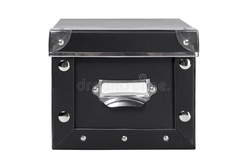 Single Black Storage Filing Box Isolated on White Stock Image - Image ...