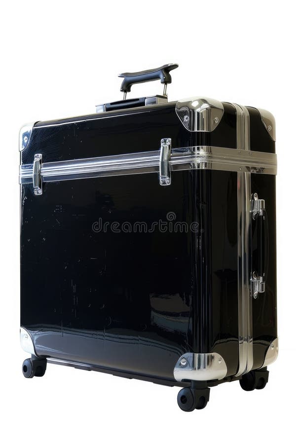 A Single Black Suitcase Sits on a Clean White Floor, Suitable for Use ...