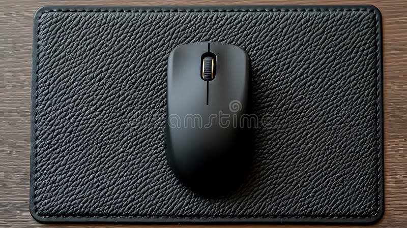 Single Black Wireless Mouse on Textured Mousepad Stock Illustration ...