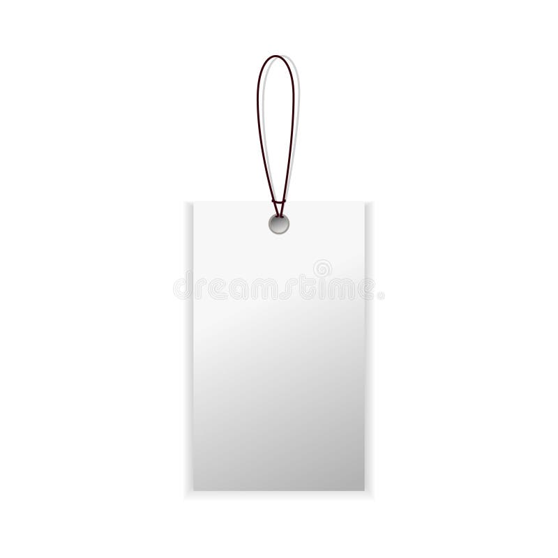 Single Blank Tag with Tied Thread Isolated on White Background Stock ...
