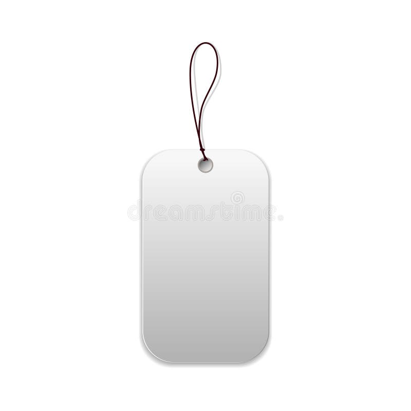 Single Blank Tag with Tied Thread Isolated on White Background Stock ...
