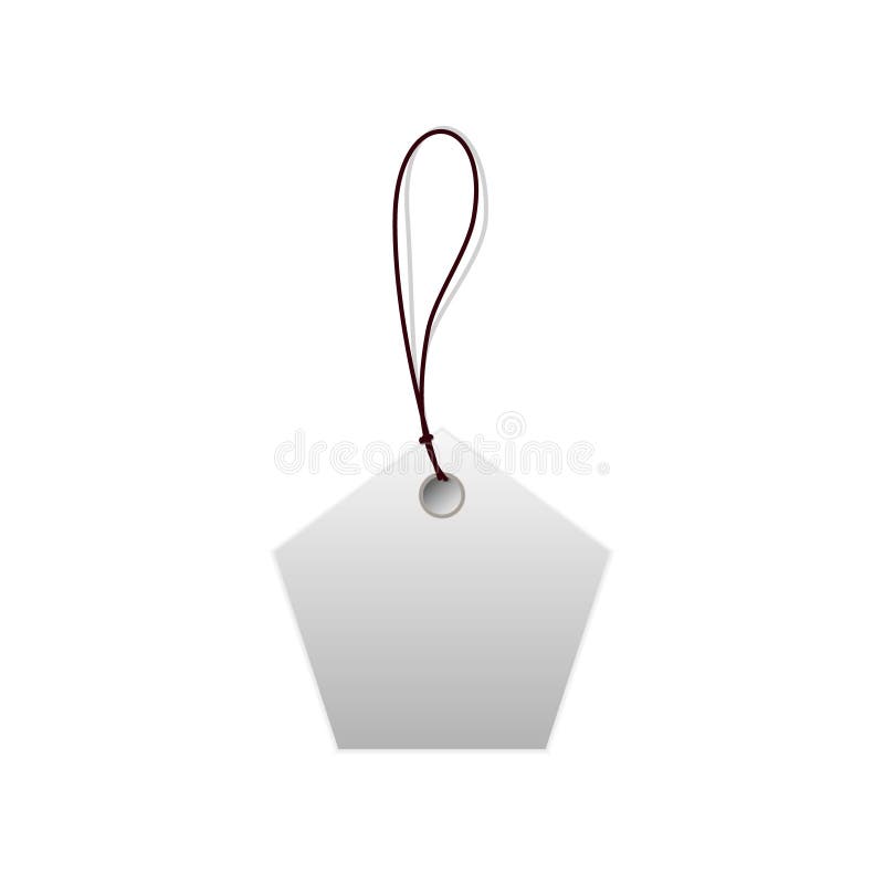Single Blank Tag with Tied Thread Isolated on White Background Stock ...