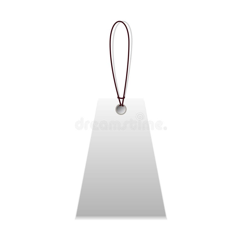 Single Blank Tag with Tied Thread Isolated on White Background Stock ...