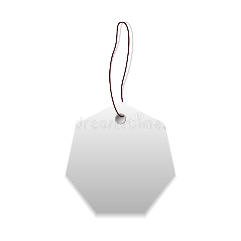 Single Blank Tag with Tied Thread Isolated on White Background Stock ...