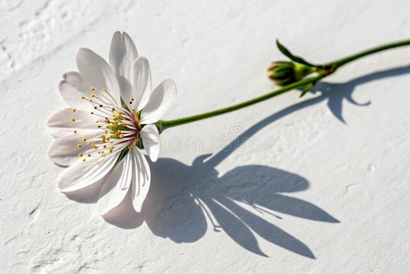 Overhead of Single Bloom on White Background with Shadow Stock ...