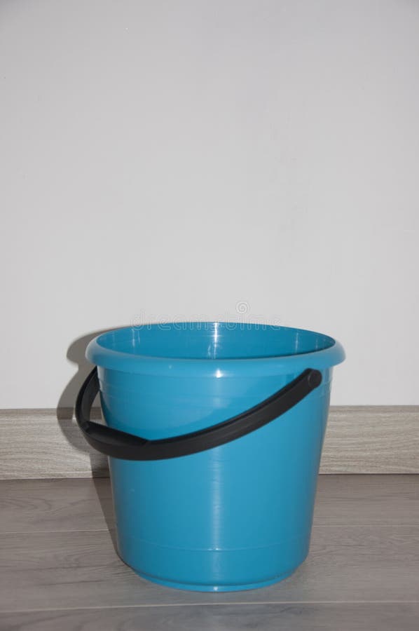 Single Blue Bucket Isolated on a White Background Stock Photo - Image ...