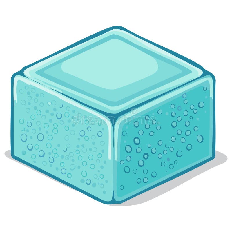 Single Blue Cartoon Ice Cube with Air Bubbles Vector Illustration Stock ...