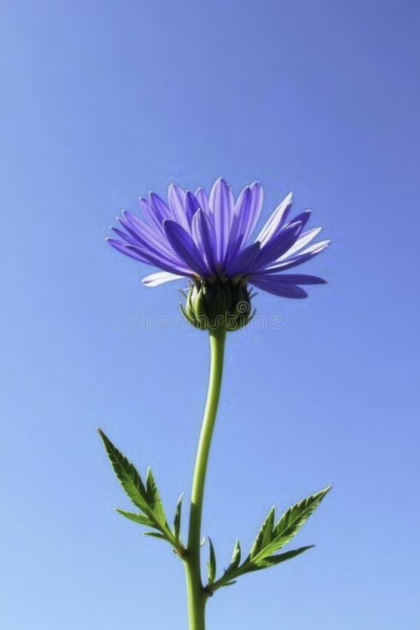 Single Blue Cornflower Stem Against a Bright Blue Sky, Flower, Bright ...
