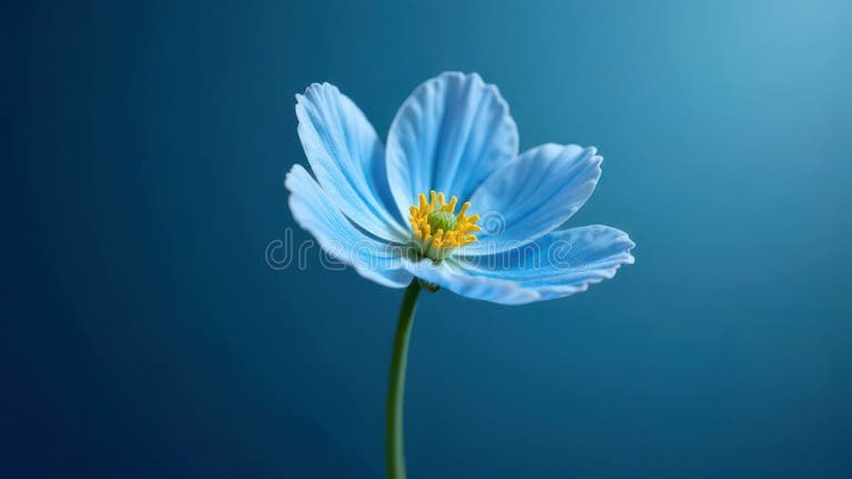 Single Blue Cosmos Flower Against Gradient Background Stock ...