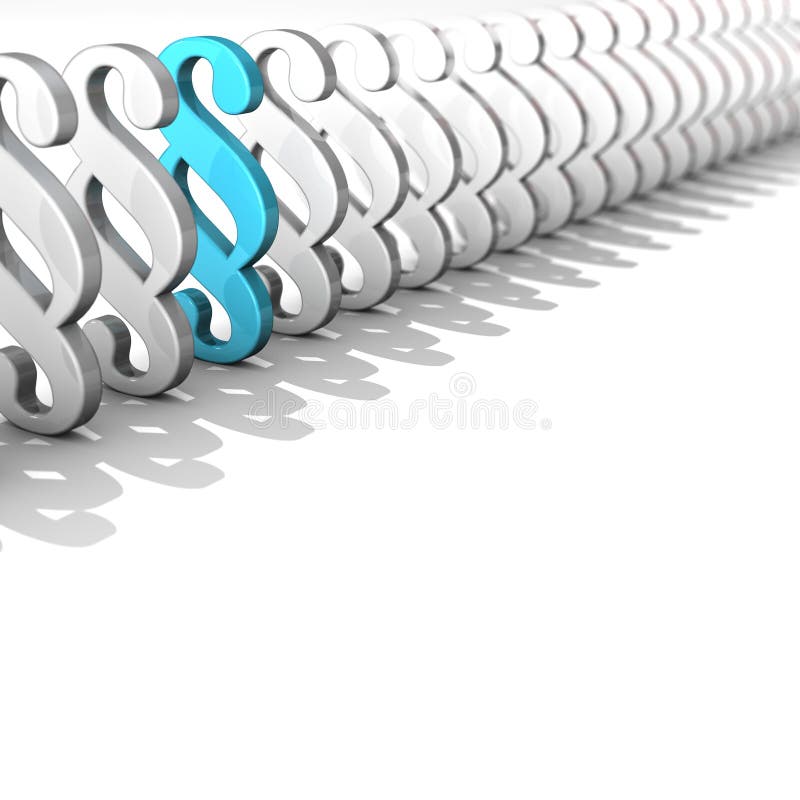 Single Blue 3D Paragraph Figure in Row of White Figures Isolated on ...