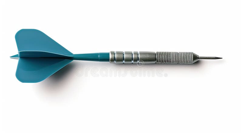 A Single Blue Dart with a Silver Barrel Lies on a White Surface, Its ...