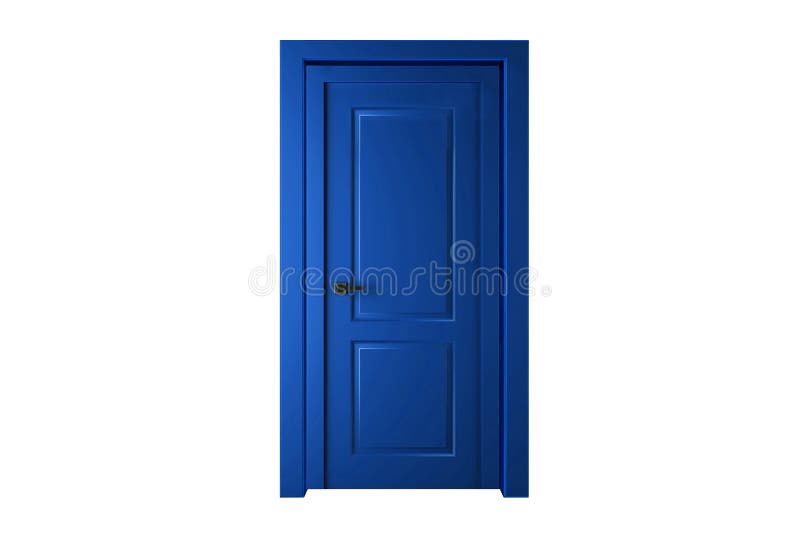 Single Blue Door Closed - Door Frame only, No Walls Stock Illustration ...