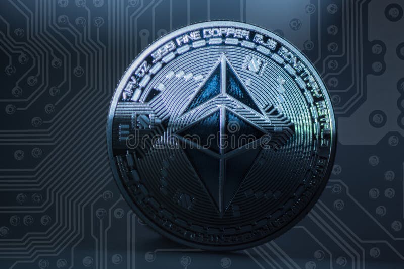 Single Blue Ether Coin from Ethereum with Electrical Circuit Diagram ...