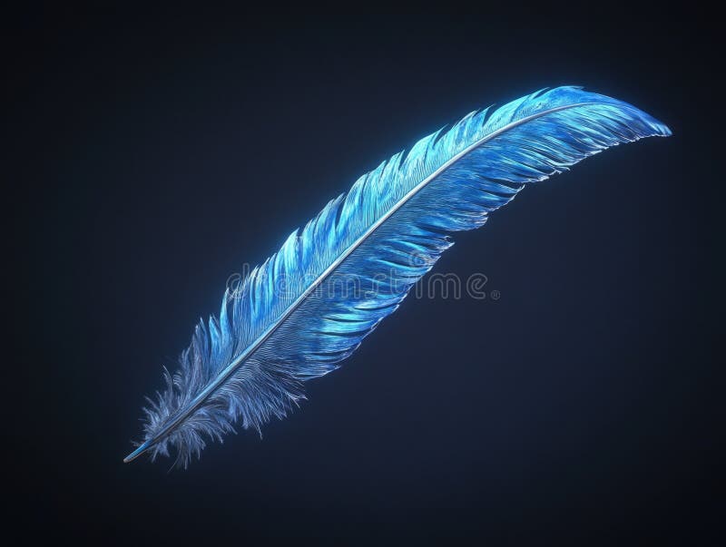 Blue Feather on Black Background Stock Illustration - Illustration of ...
