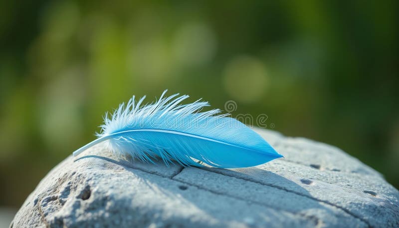 Single Blue Feather on Stone Stock Illustration - Illustration of ...
