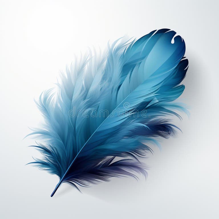 Single Blue Feather on Transparent Background Stock Illustration ...