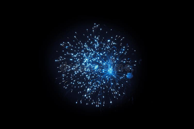Blue Firework Explosion stock photo. Image of bright - 369504980