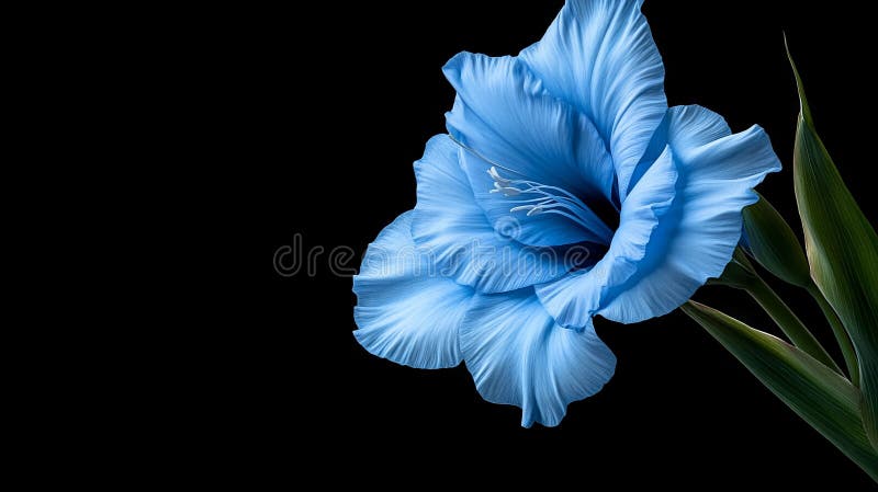 A Single Blue Flower on a Black Background Stock Photo - Image of soft ...