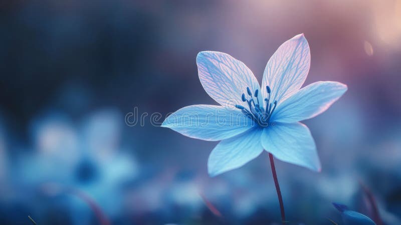 A Single Blue Flower in Soft Light Stock Illustration - Illustration of ...