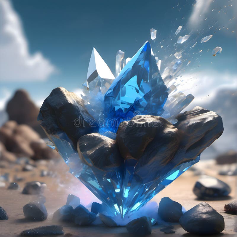 Single Blue Gem Lanscape stock illustration. Illustration of drawing ...