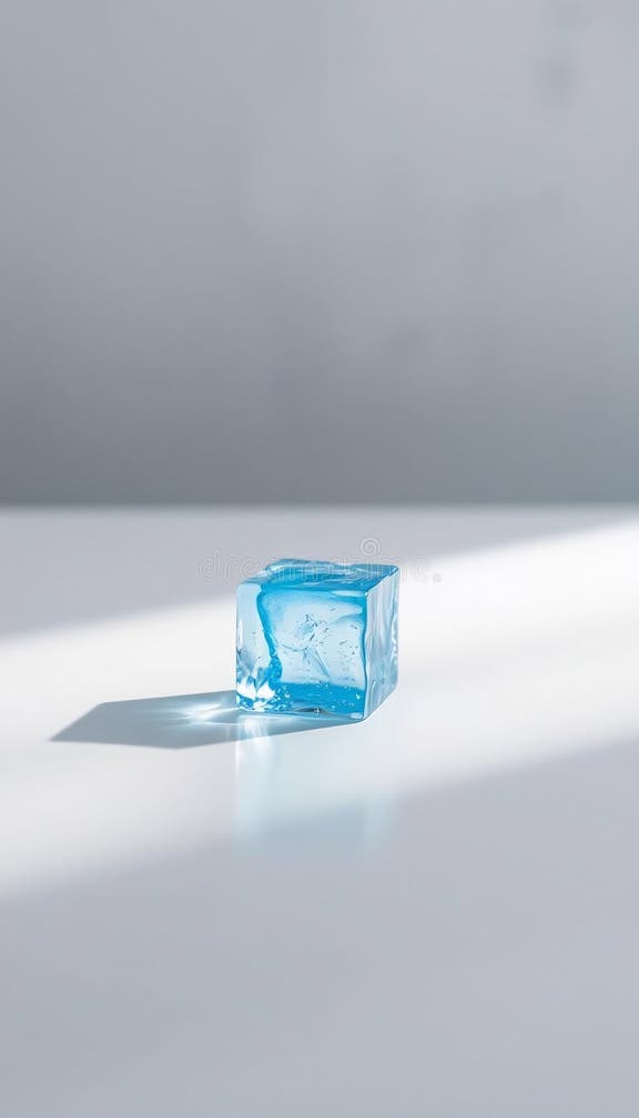 Single Blue Ice Cube on Glass Stock Illustration - Illustration of ...