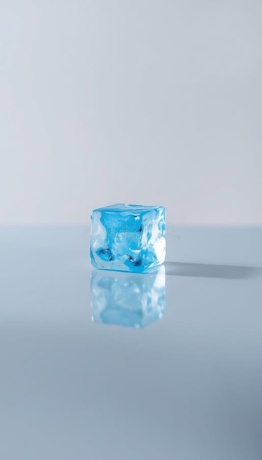 Single Blue Ice Cube on Glass Stock Illustration - Illustration of ...