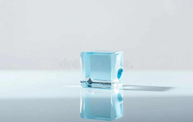 Single Blue Ice Cube on Glass Stock Illustration - Illustration of soft ...